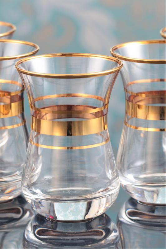 6 Kişilik Paşabahçe Ajda Altın Yaldızlı Bardak Seti | Kristal Galerisi